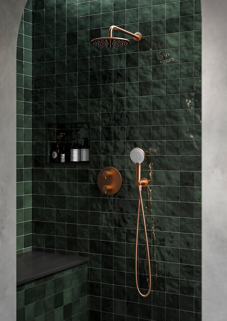 Concealed Brushed Copper PVD Silhouet HS1 - concealed shower system [https://damixa.com]