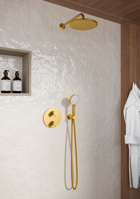 Concealed Brushed Brass PVD Silhouet HS1 - concealed shower system [https://damixa.com]