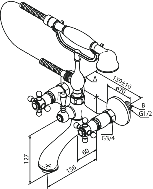 Tradition Krom Badkars- och duschblandare [https://damixa.se]